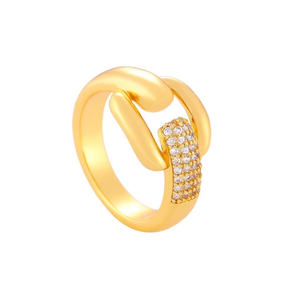Anillo Eslabón Circones Waterproof: Acero 316L Oro 18k | Azzia