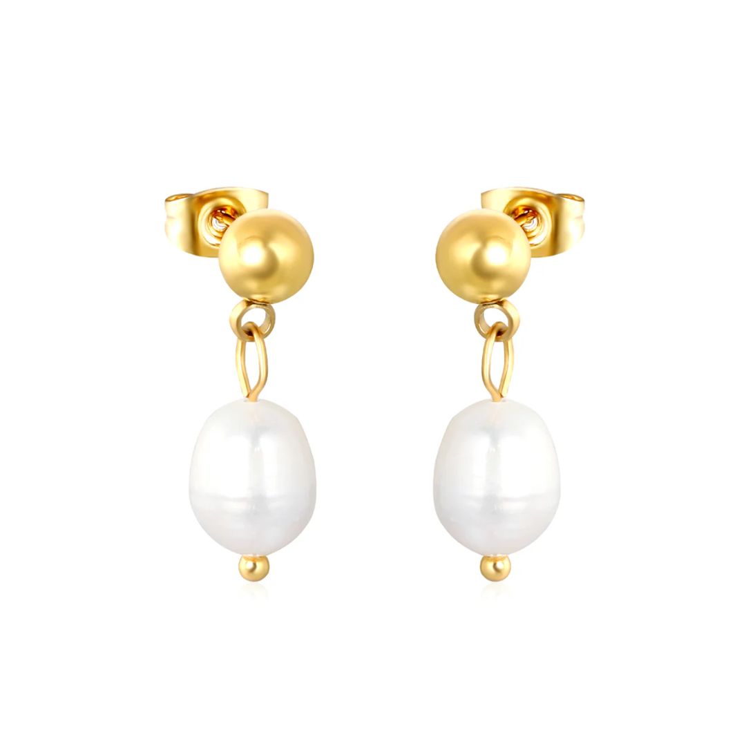 Aretes Perla Clásica Waterproof en Azzia joyería
