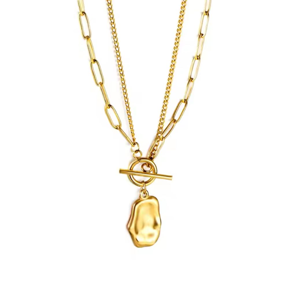 Collar Doble Ícaro Dorado | Azzia Joyería