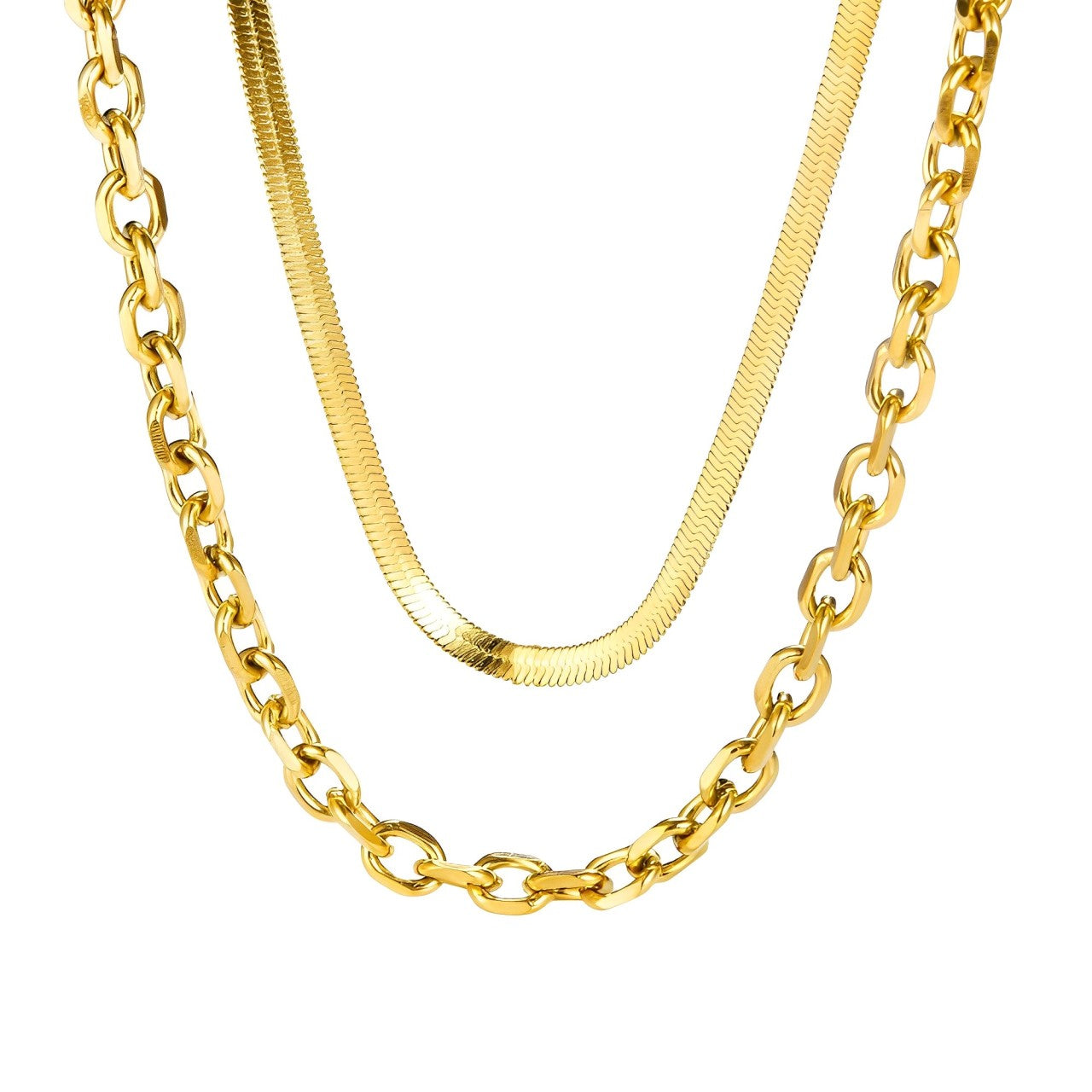 Collar Doble Trendy: Snake + Eslabones | Azzia Joyería