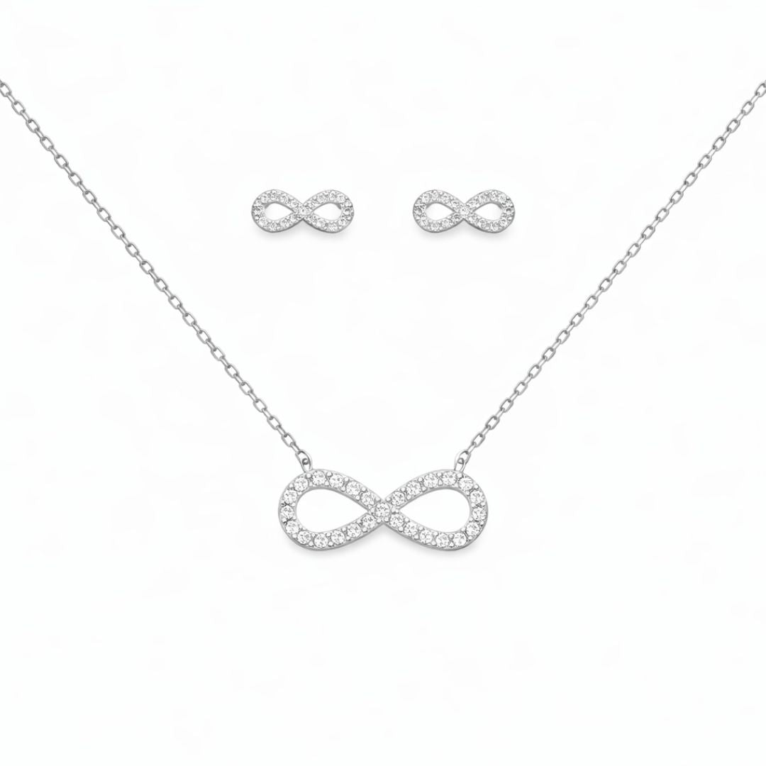Set Collar y Aretes Infinito Plata925 en Azzia joyería