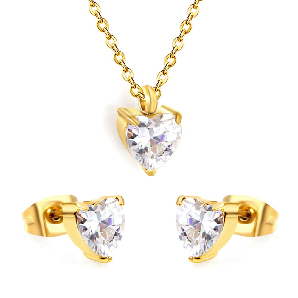 Set de Collar con Aretes Corazón Waterproof en Azzia joyería