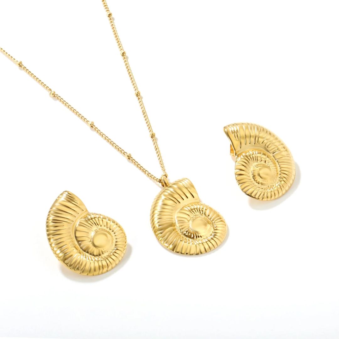 Set Caracol Dorado Waterproof en Azzia joyería