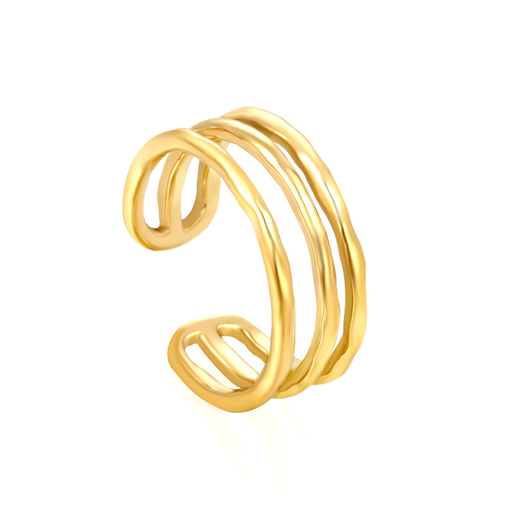 Anillo Ondas Gold Waterproof regulable en Azzia joyería