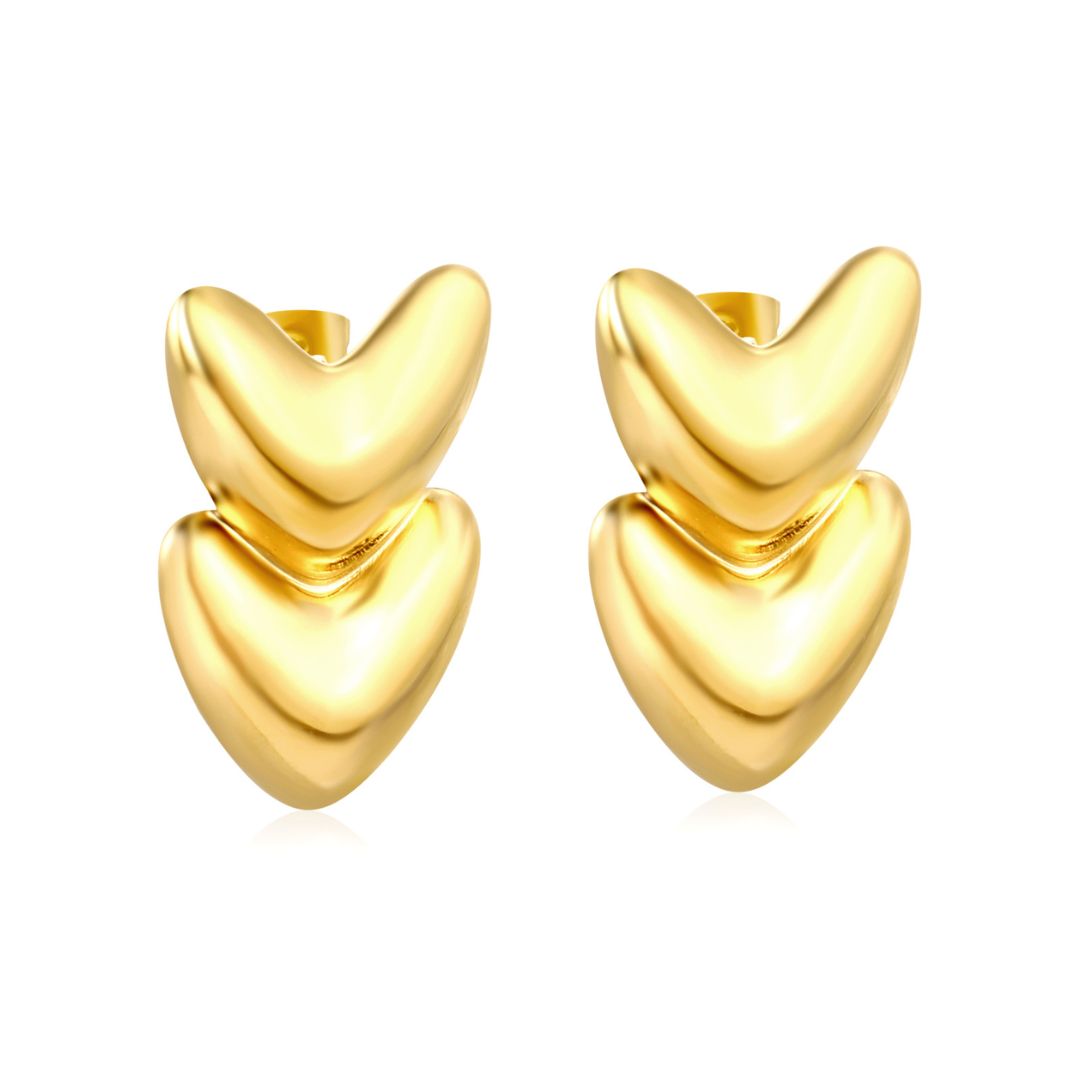 Aretes Golden Love Waterproof en Azzia joyería