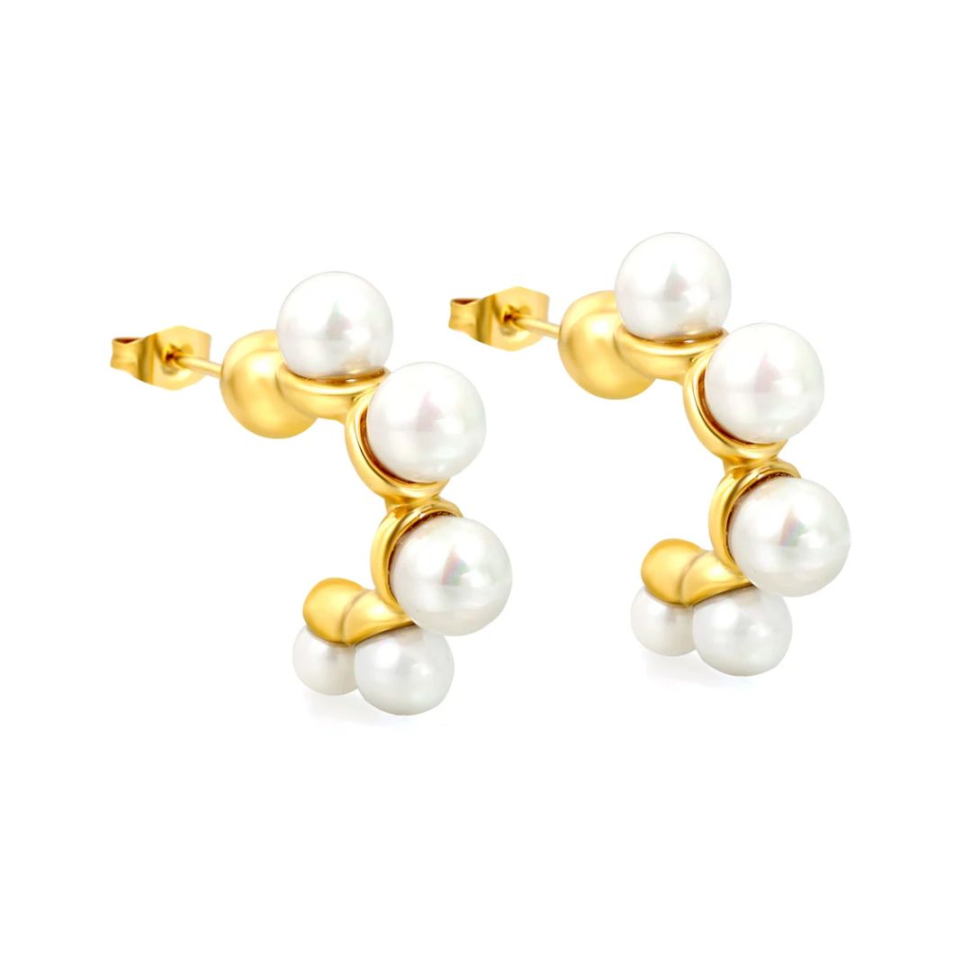 Hoops Perlas Bold Waterproof: Acero 316L Oro 18k | Azzia